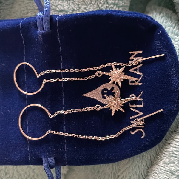 Beautiful Starburst Star Ear Threader Earrings, Silver, Gold or Rose ...