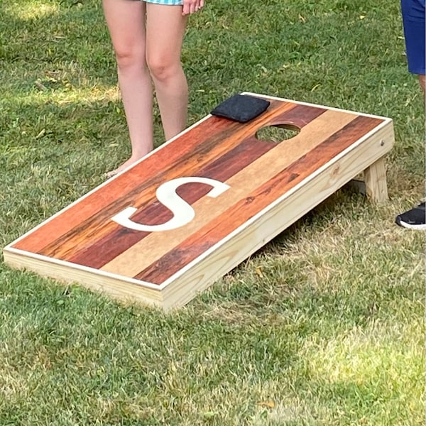 Multicolored Monogram White-washed Stained Cornhole Set With Bags ...