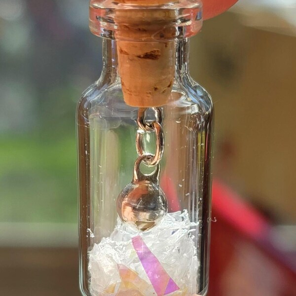Tiny Bottle With Hanging Bell and Glitter, Holiday Gift or Keepsake ...