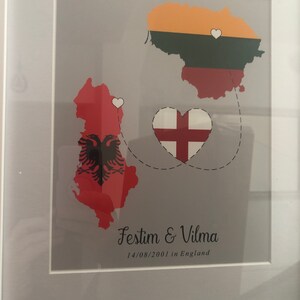 International Love Map-Two Countries One Print Loch | Etsy