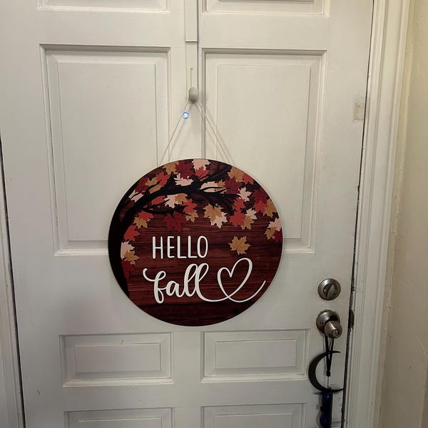 Hello Fall Door Sign, Autumn Door Hanger, Fall Welcome Sign, Autumn ...