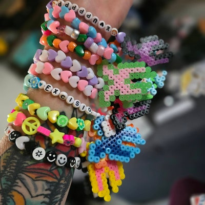 Level up Kandi Perler Necklace Rave Kandi Perler Bead Necklace EDM ...
