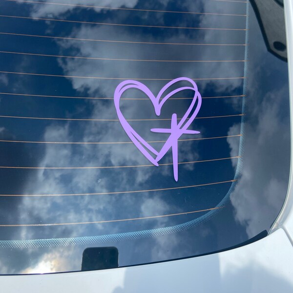 Heart Cross Car Decal, Christian Decal - Etsy