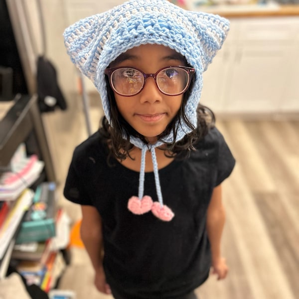 PATTERN Crochet Transgender Flag Colors Ear Flap Cat Ears Hat - Etsy