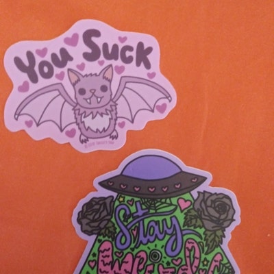 Vampire Bat Sticker, Bat Decal, Halloween Sticker, You Suck, Vampire ...
