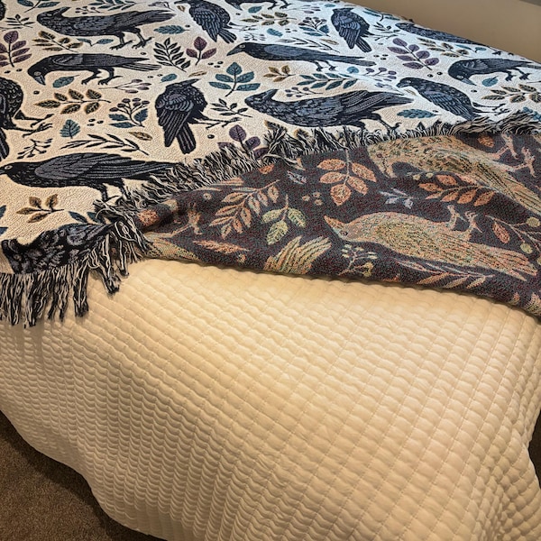 Ravens Woven Blanket: Gothic Crow Throw, Bird Lover Gift - Etsy