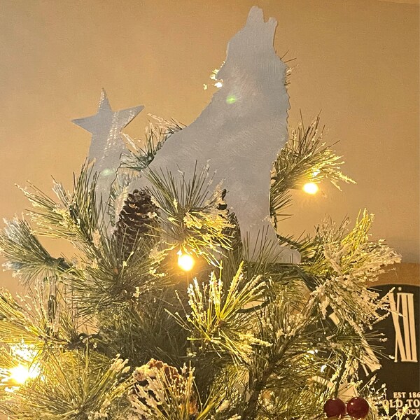 Wolf Christmas Tree Topper, Holiday Decoration, Wreath Decoration ...