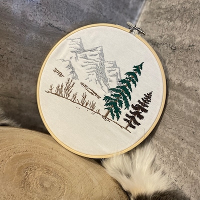 Pine Trees in Mountains Embroidery Design. Machine Embroidery Forest ...