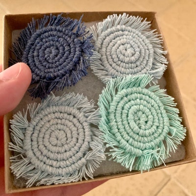 Set of 2 Fringeless Coaster Magnets / Mini Coaster Magnets / Mini Coasters / Cute Magnets ...