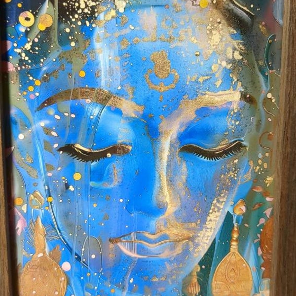 Hindu Goddess Kali Art Print | Mystical Blue & Gold Abstract Spiritual ...