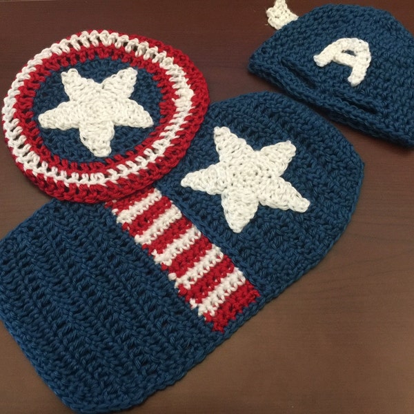 Crochet Pattern Inspired by Captain America Newborn Photo Prop Outfit ...