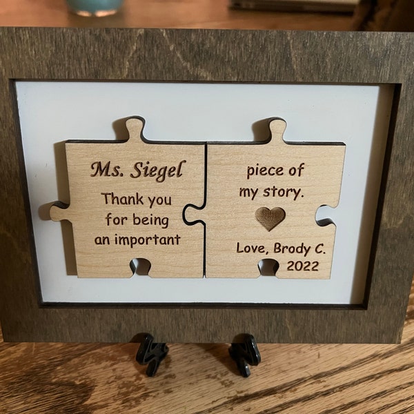 Teacher Gift, Puzzle Piece Sign, Thank You, Teacher Appreciation, End ...