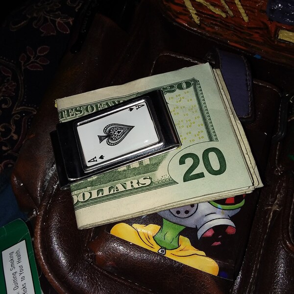 Personalized Ace of Spades Money Clip & Credit Card Holder Engraved ...