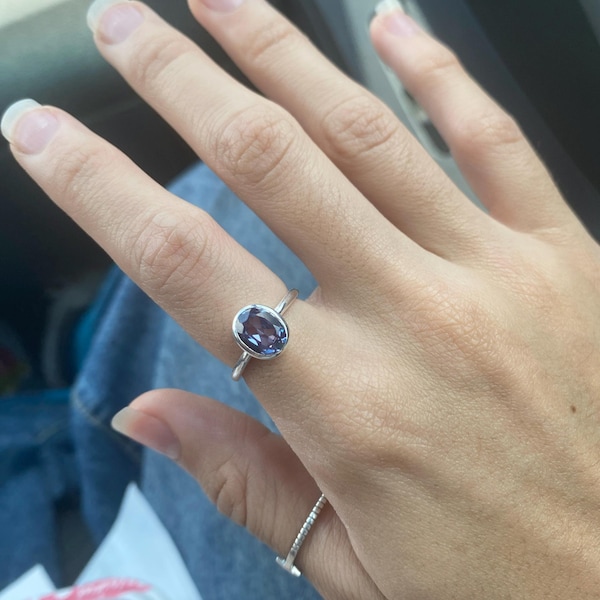Dainty Alexandrite Ring, Color Change Alexandrite, 925 Solid Silver or ...
