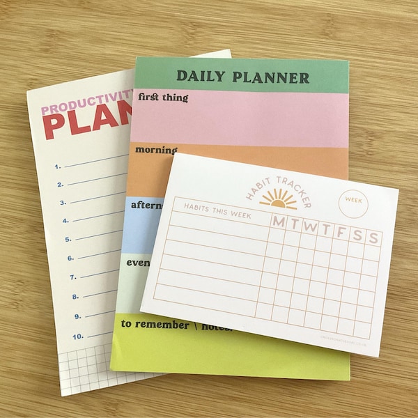 Time Blocking Daily Planner A5 Notepad Rainbow Colour Block | Desk Pad ...