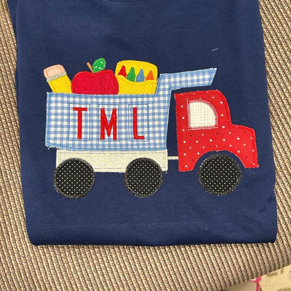 Dump Truck Applique - Back to School Applique Design - School Zig Zag ...