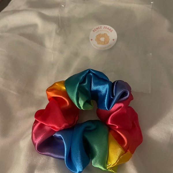 Rainbow Satin Hair Scrunchie - Etsy UK