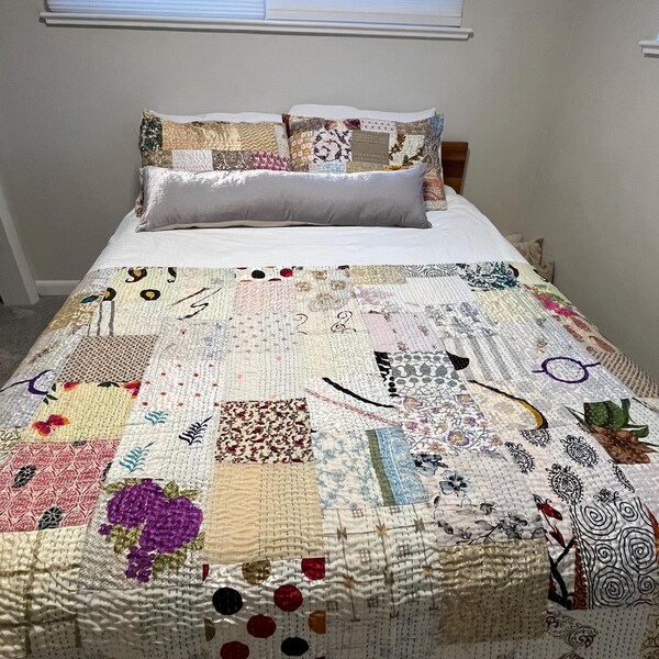 Bohemian Patchwork Quilt Kantha Quilt Handmade Vintage Quilts Boho Twin Size Bedding Throw ...