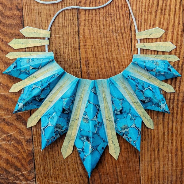 DIY Curlicue Paper Necklace in Old Gold | PRINTABLE Designer Statement ...