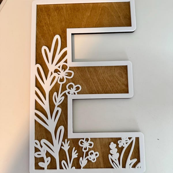 Wildflower Flowered Wall Decor Wood Nursery Letters Boho Name Sign ...