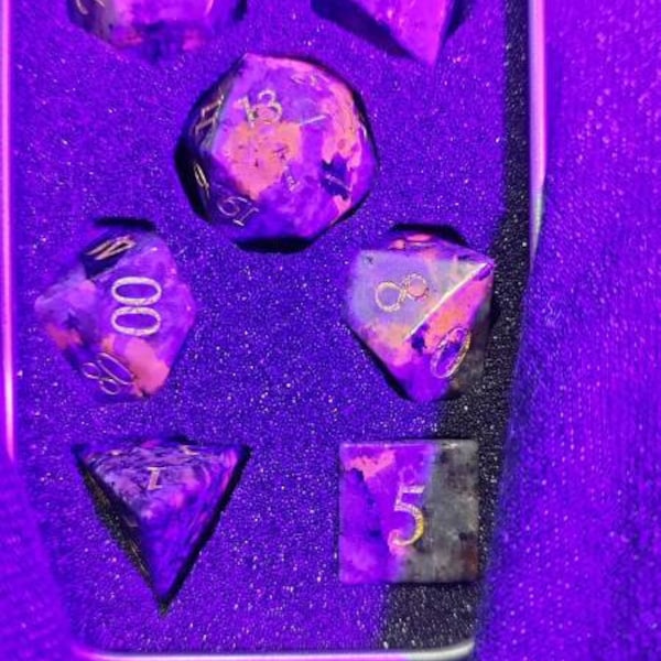 Full Dnd Dice Set | Satin Finish Dice | Rainbow Matt Glass| Dnd Gift ...