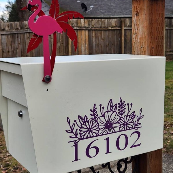 Flower Mailbox Decal, Personalized Mailbox Decal, Mailbox Number Decal ...