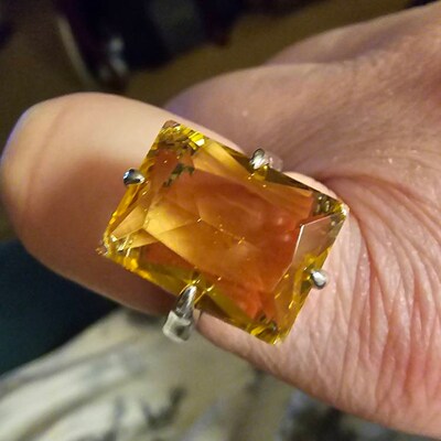 Ruby Ring/ Sterling Silver/ 20ct Big Huge Square Cut Simulated Red Gem ...