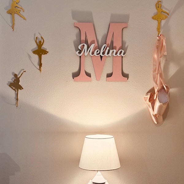 Custom Wooden Wall Name Sign Wood Big Letters Modern Nursery Bedroom ...