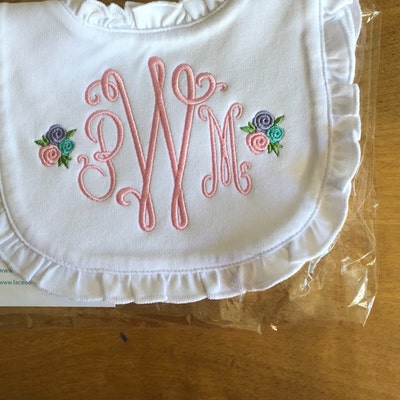 Monogram Bib / Girl Personalized Bib / Bib With Roses / Floral Bib ...