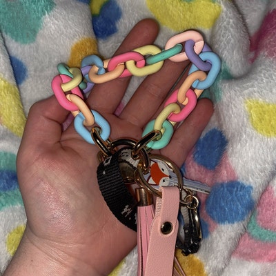 Personalized Chunky Chain Link Wristlet Keychain, Personalized Gift ...