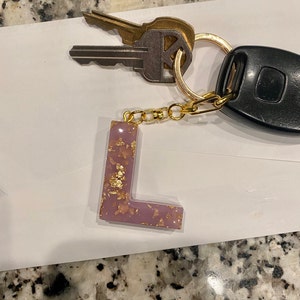 Custom Initial Keychain Pastel & Gold Letter Keychain - Etsy
