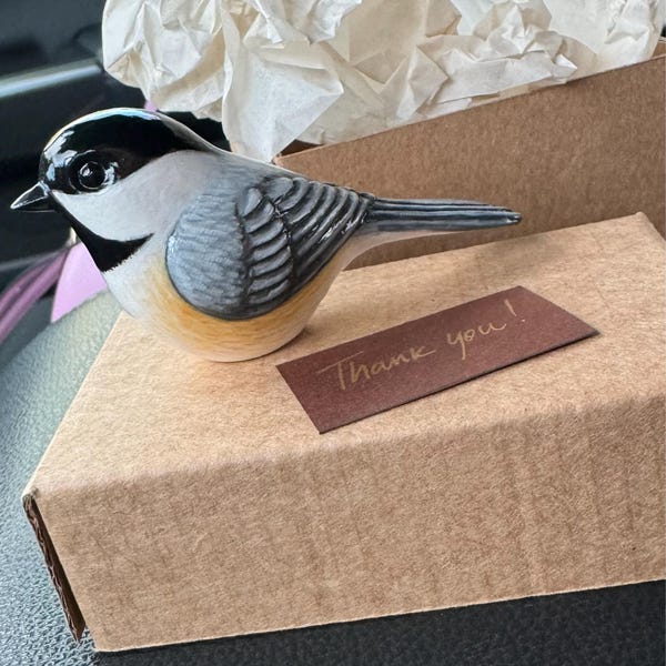 Chickadee - Handmade Bird Figurine - Etsy