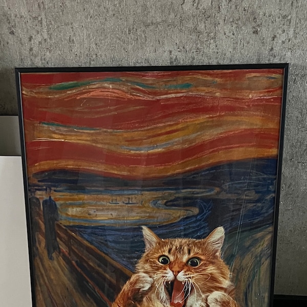 The Scream Cat Print, Art Prints, Living Room Digital Print, Cat ...