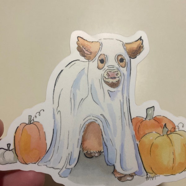Spooky Ghost Cow Sticker - Etsy