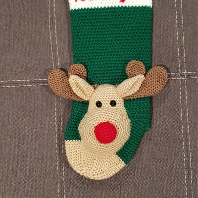 PATTERN Reindeer Christmas Stocking Crochet Pattern, Pdf - Etsy