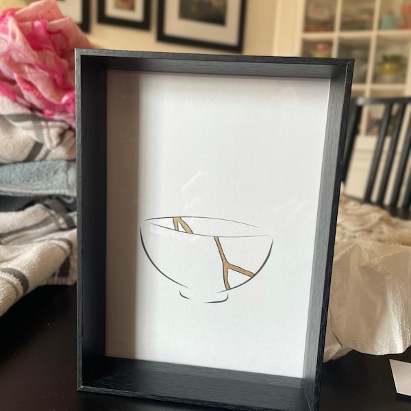 Kintsugi Wall Art Meaningful Gift Kintsugi Painting Bowl Kintsugi ...