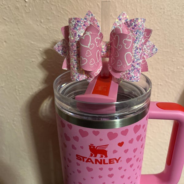 Stanley Tumbler Bow Straw Topper Pink Blue Black White Stanley Cup Bow ...