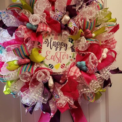 8 Round Easter Wreath Sign, Easter Sign, Aluminum Wreath Sign ...