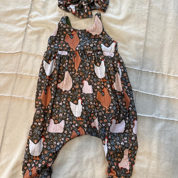 Chicken Floral Baby Romper: Boho One Piece Jumpsuit, Birthday Outfit ...