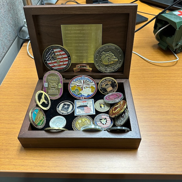 Personalized U.S. Army Walnut Keepsake Box With Colored Medallion - Etsy