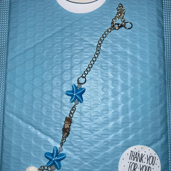 Blue Lagoon Car Charm: Handmade Using Natural White Seashells, Blue ...