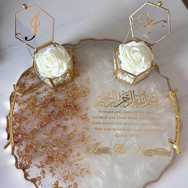 Round Custom Resin Ring Plate | Nikkah | Wedding | Personalise | Gift ...