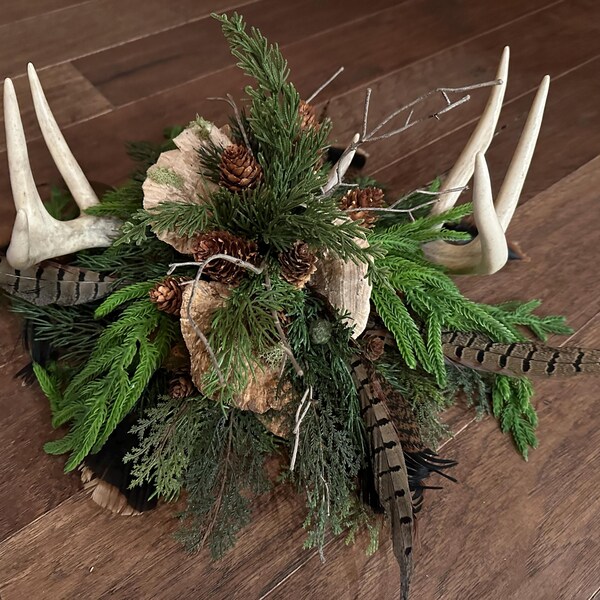 Antler Wreath-western Antler Wreath-western Floral Wreath-skull Wreath ...