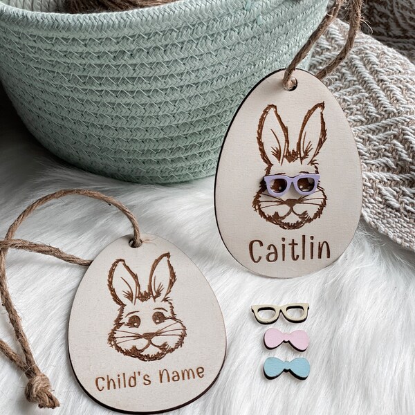 Easter Bunny Tag SVG File for Glowforge, Personalized Bunny Tag With ...