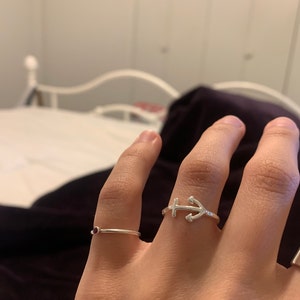 Sideways Anchor Ring in Gold or Sterling Silver Sideways Anchor Ring With Cross Horizontal ...