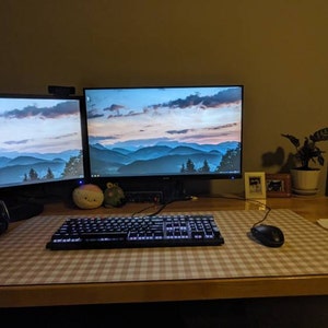 Cute Beige Desk Mat Checkered Y2k Aesthetic Desk Accessories Keyboard ...