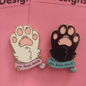 White Kitty Paw Toe Bean Team Hard Enamel Pin Kawaii Paw Pin Cat Paw ...