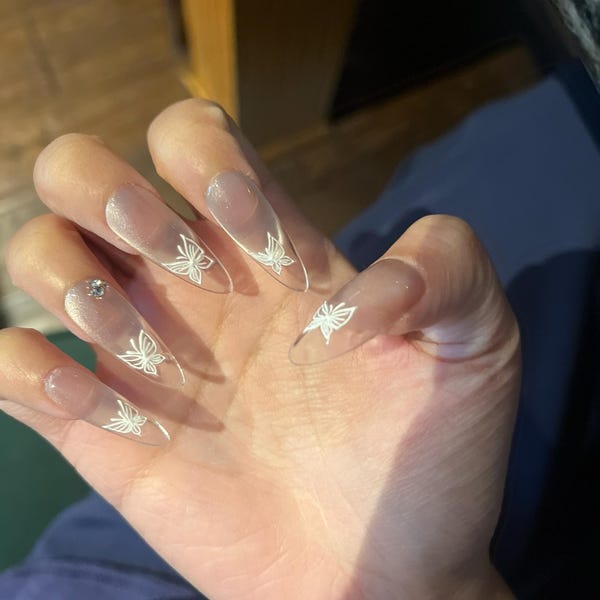 Hand Painted Apple Pear Nail/cute Short Summer Fruit Nail/handmade ...