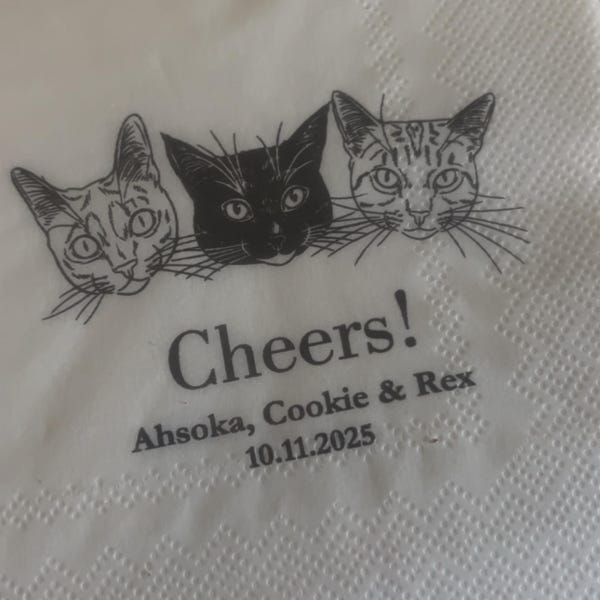 Customized Wedding Napkins — Napkins With Dogs & Cats,bridal Shower ...