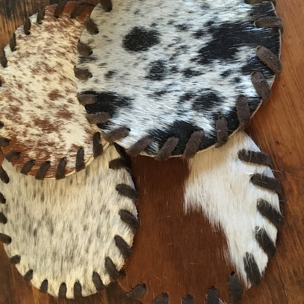 Cowhide Coasters Cowhide Coaster Set Cowhide Leather Coasters Cowhide ...